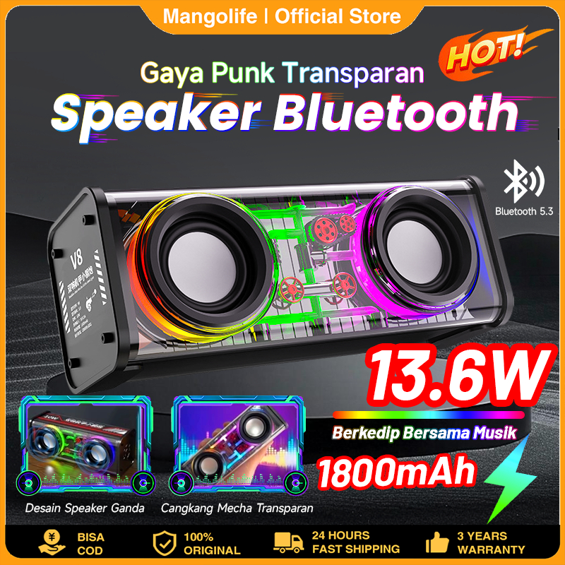 Jual Cyberpunk Bluetooth Speaker 13.6W Double Subwoofer Music Speaker ...