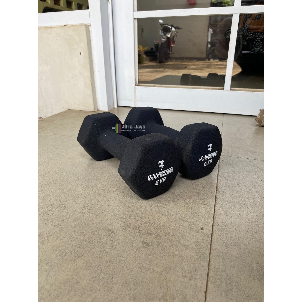Jual neoprene dumbbell 5kg barbel karet 5kg dumbel beban barbell ...