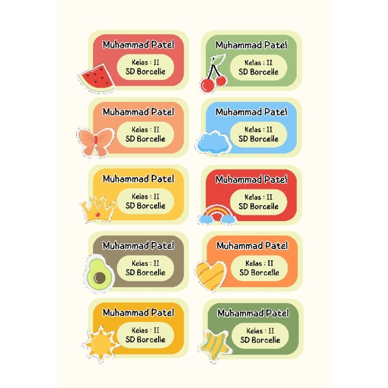 Jual stiker nama anak waterproof, label nama anak, label buku nama anak ...