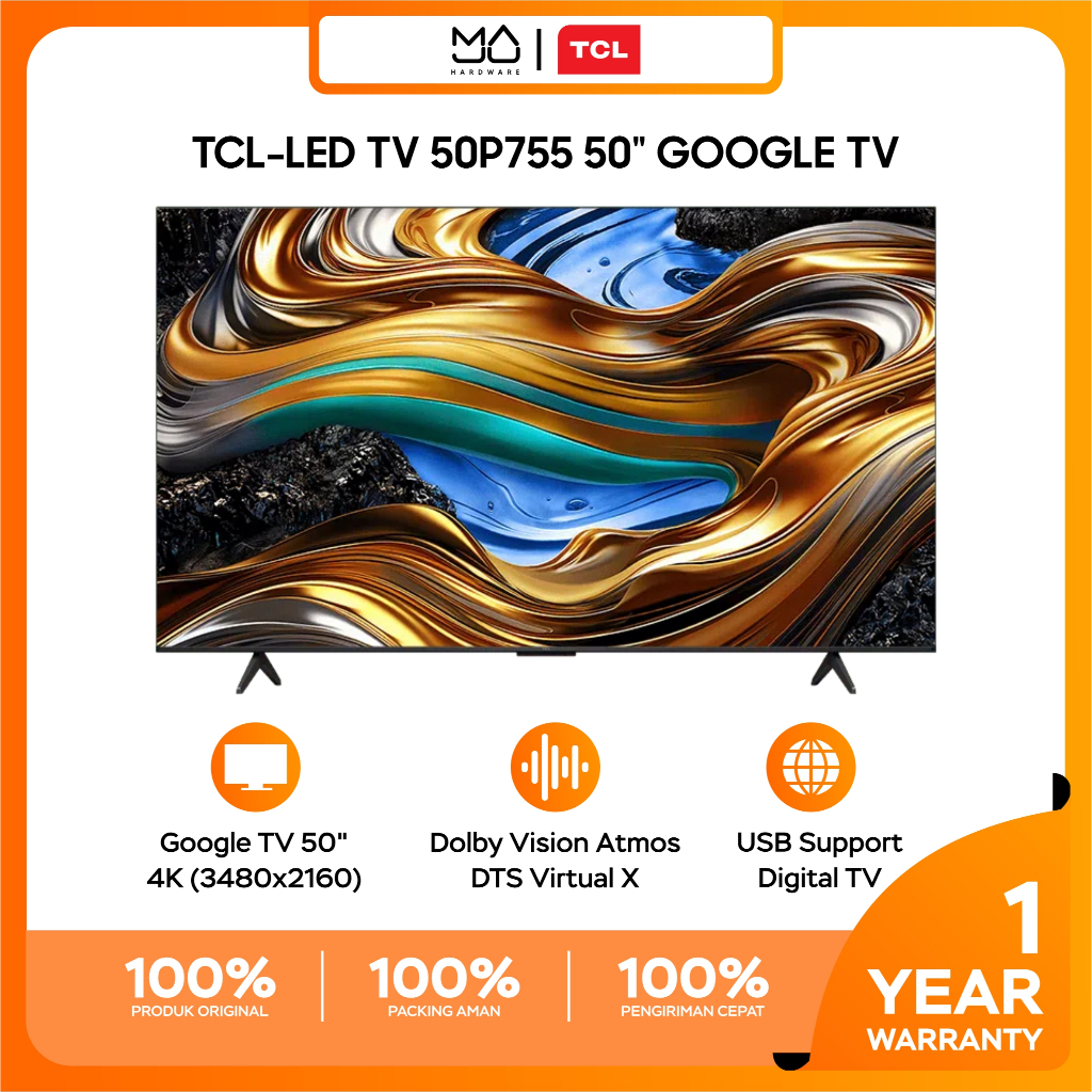 Jual TV TCL 50P755 TCL 4K UHD Google TV Dolby Vision·Atmos 50 Inch ...