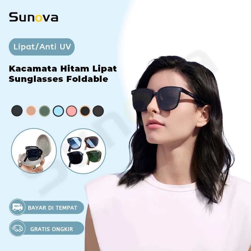 Jual Sunova Kacamata Hitam Lipat Sunglasses Foldable Tabir Anti UV Ultraviolet Model Lipat Untuk ...