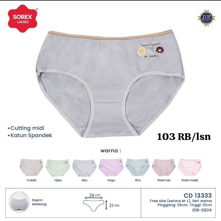Jual SOREX 3 PCS CELANA DALAM REMAJA WANITA SOREX 1333 1334 Basic Katun Adem Lembut Nyaman CD ...
