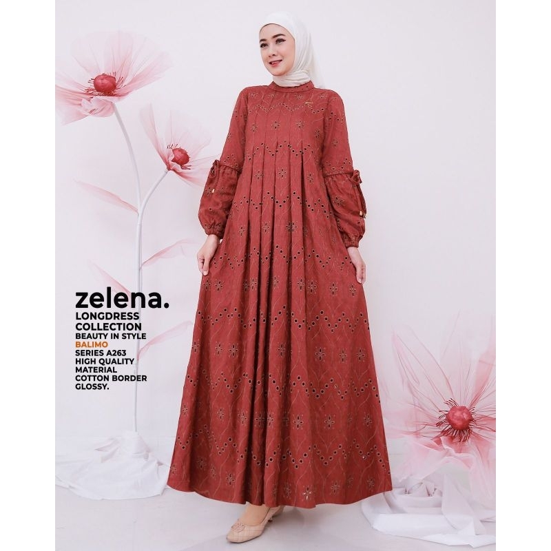 Jual zelena dress cotton border glossy by balimo/gamis balimo terbaru ...