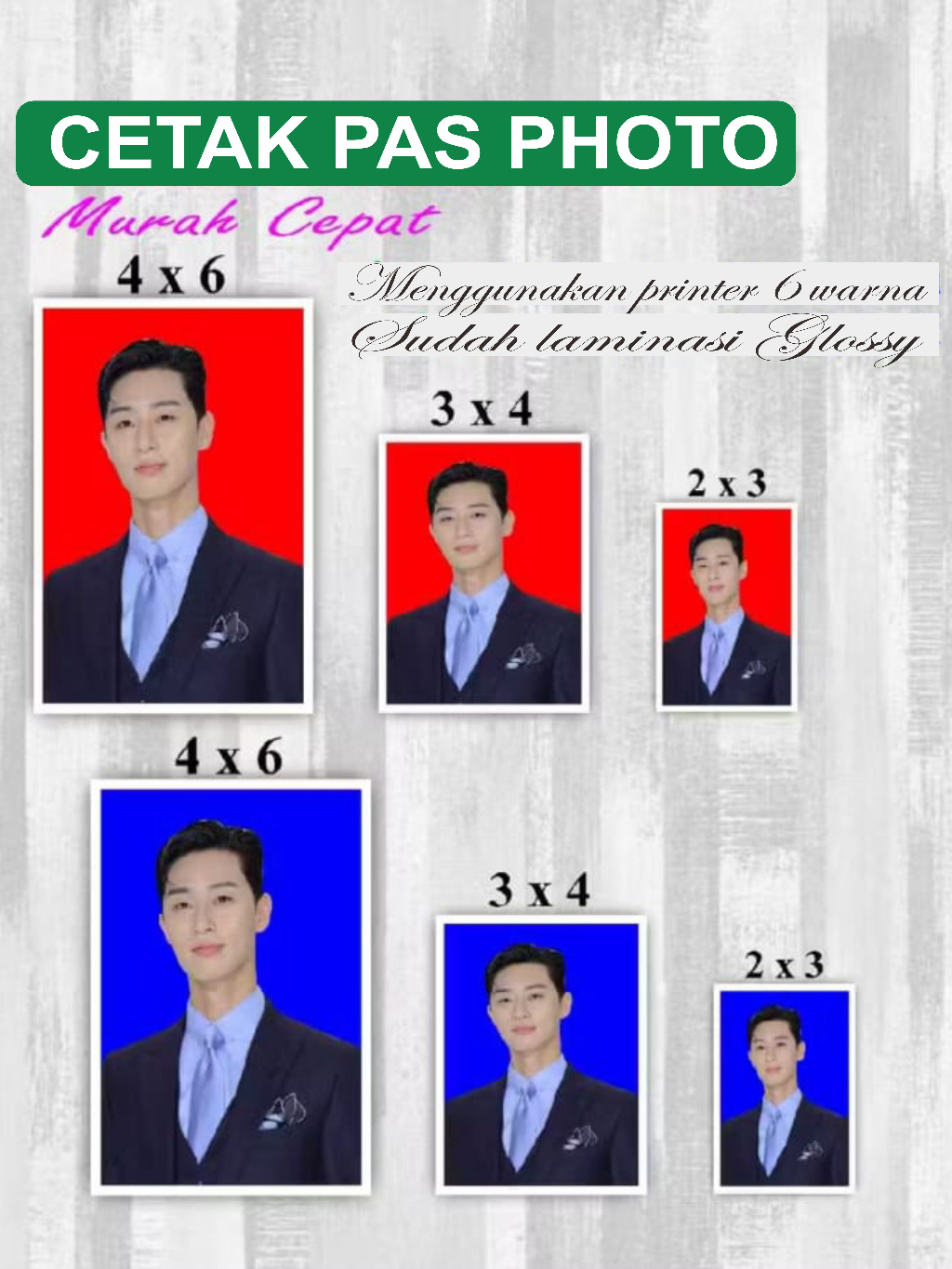 Jual Cetak Pas Foto / Photo 2x3 3x4 4x6 Gratis pilih warna background ...