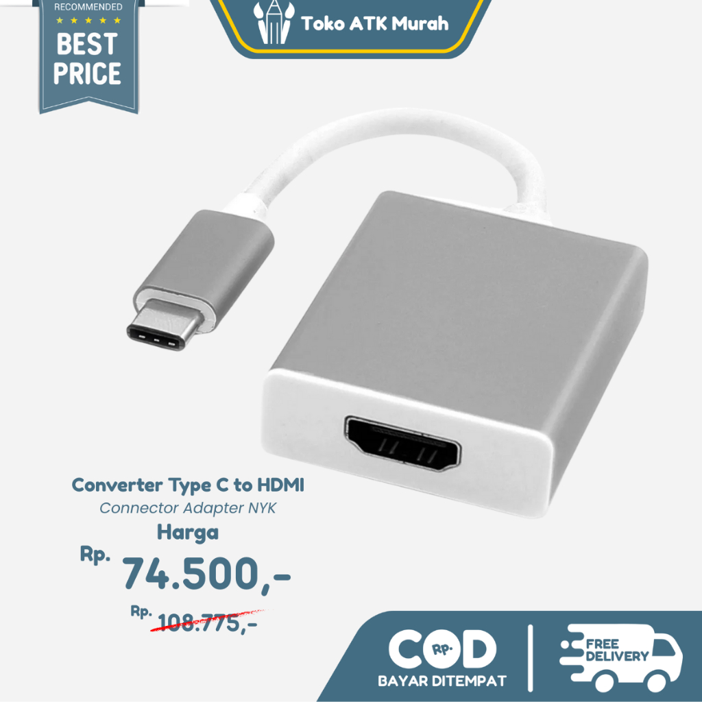 Jual Converter Type C to HDMI Connector Adapter NYK | Shopee Indonesia