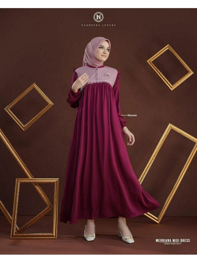 Jual MERRIANA MIDI DRESS ORI BY NADHEERA LUXURY | Shopee Indonesia