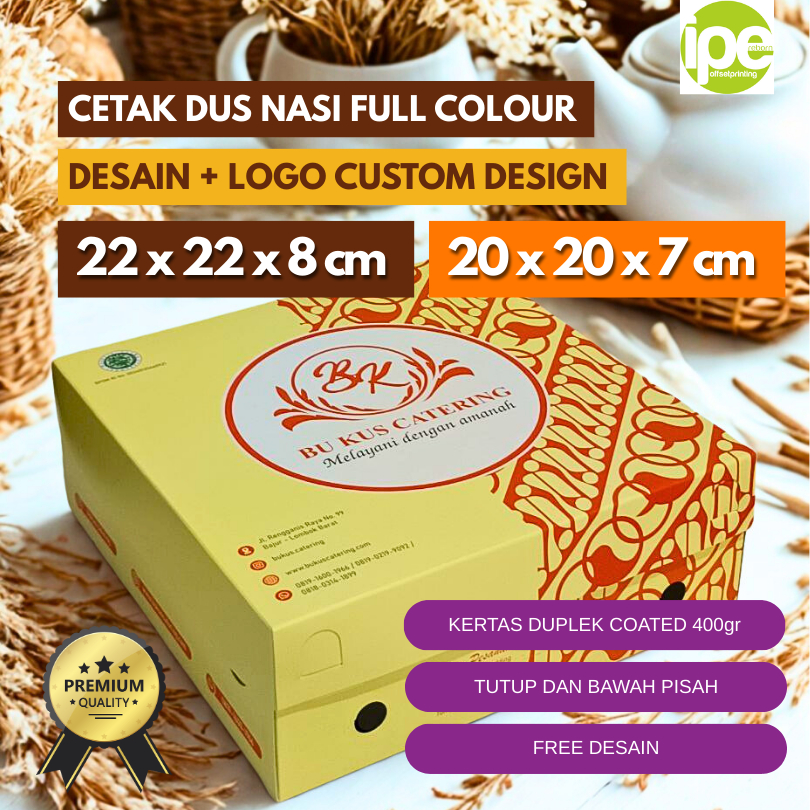 Jual Cetak Dus Nasi Full Colour Desain + Logo Custom Design, Kertas ...