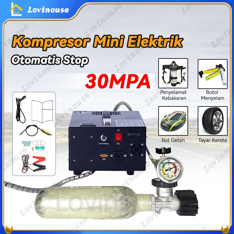 Jual Kompresor Mini Portable Otomatis 12v & 220v Auto Stop 4500psi ...