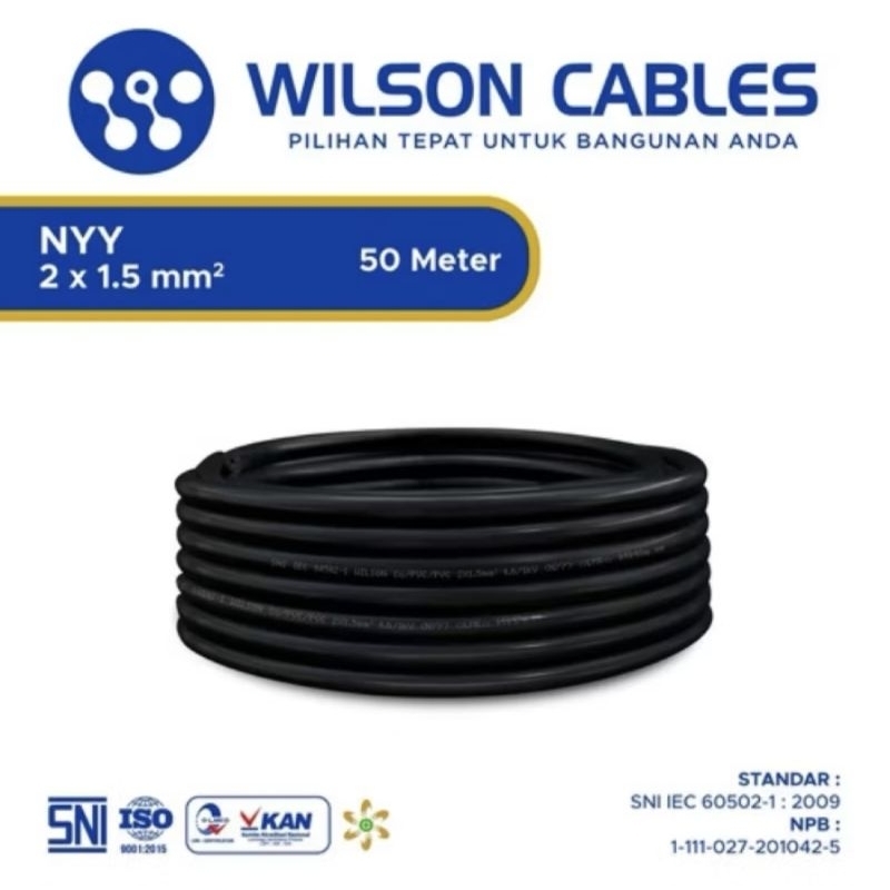 Jual Kabel listrik NYY 2x1.5mm Roll 50 meter Wilson | Shopee Indonesia