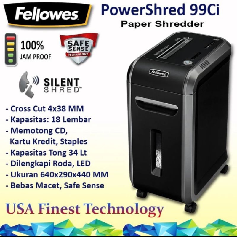 Jual Fellowes 99Ci Mesin penghancur kertas cross cut shredder 18 lembar ...