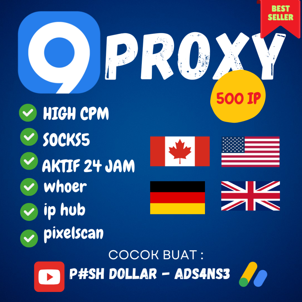 Jual PREMIUM Residential Proxy 9Proxy 500 IP | Shopee Indonesia