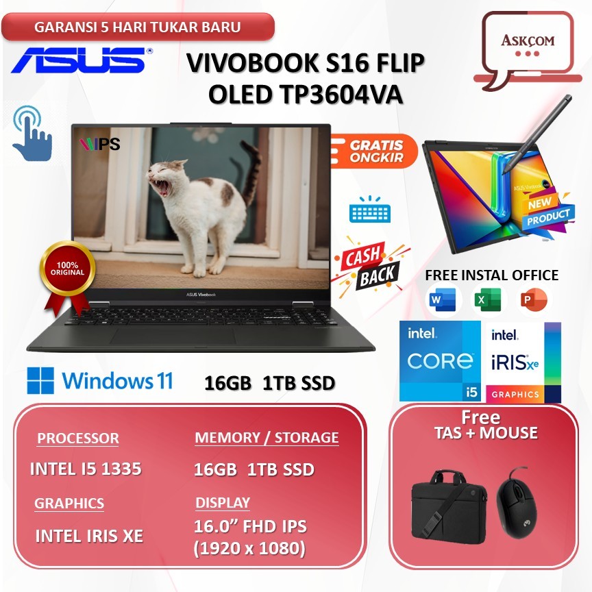 Jual Asus Vivobook S16 Flip OLED TP3604VA / Touch / Core i5-1335U ...
