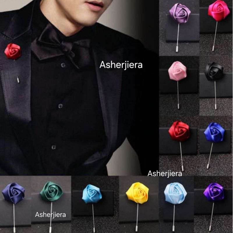 Jual Asherjiera lapel pin jas bunga mawar satin minimalis | Shopee ...