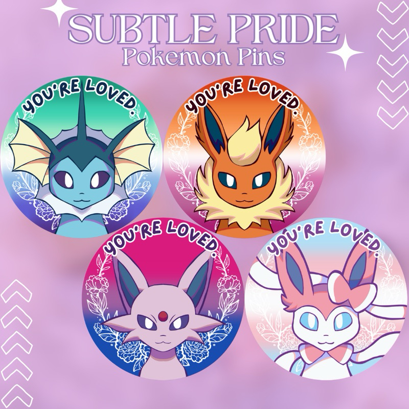 Jual Fanmerch button pin pokemon subtle pride flags (vaporeon flareon ...