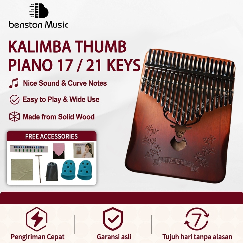 Jual Benston Music - Bunga Kalimba 17 / 21 Key Wood Kayu Finger Piano ...