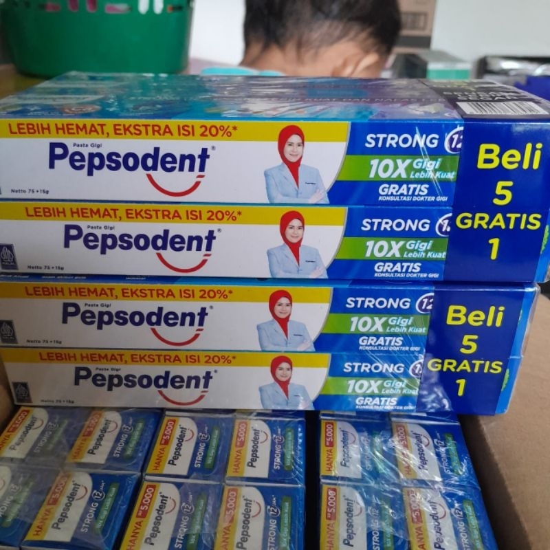 Jual Pepsodent strong 75 gram 1 pack isi 6 pcs | Shopee Indonesia