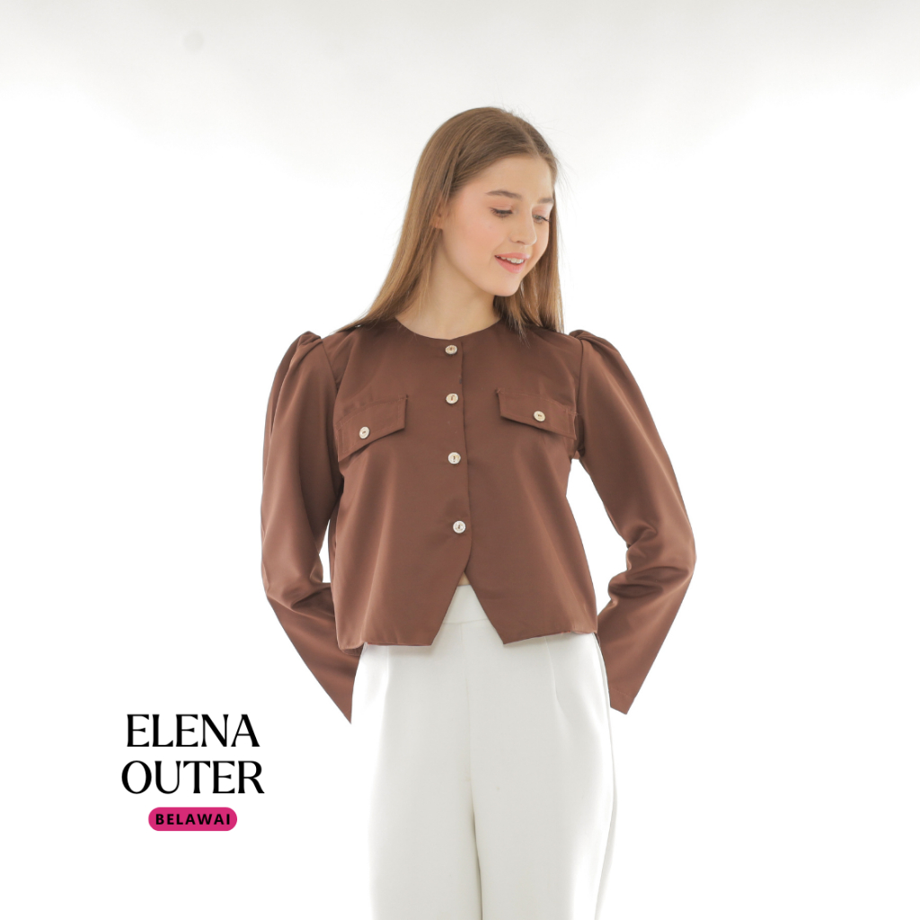 Jual [ BELAWAI ] ELENA CROP BLAZER WANITA / ATASAN WANITA BASIC / OUTER ...