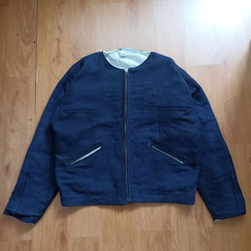 Jual Uniqlo collarless rework work Jacket | Shopee Indonesia