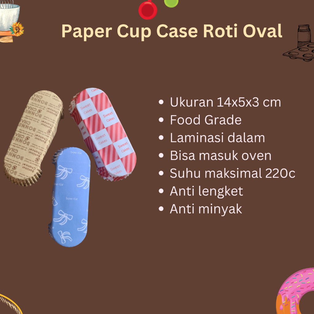 Jual Paper Cup Case Roti Oval 14x5 cm | Shopee Indonesia