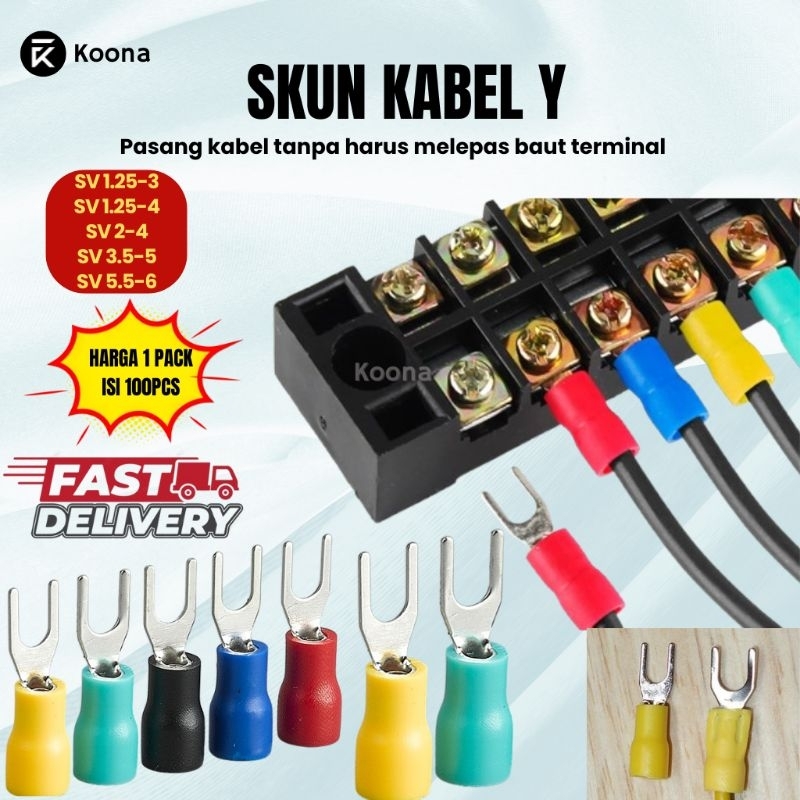 Jual Skun Y SV 1PACK ISI 100PCS / Sekun Kabel Y / Skun Garpu / Scun Fork / Cable Lugs | Shopee ...