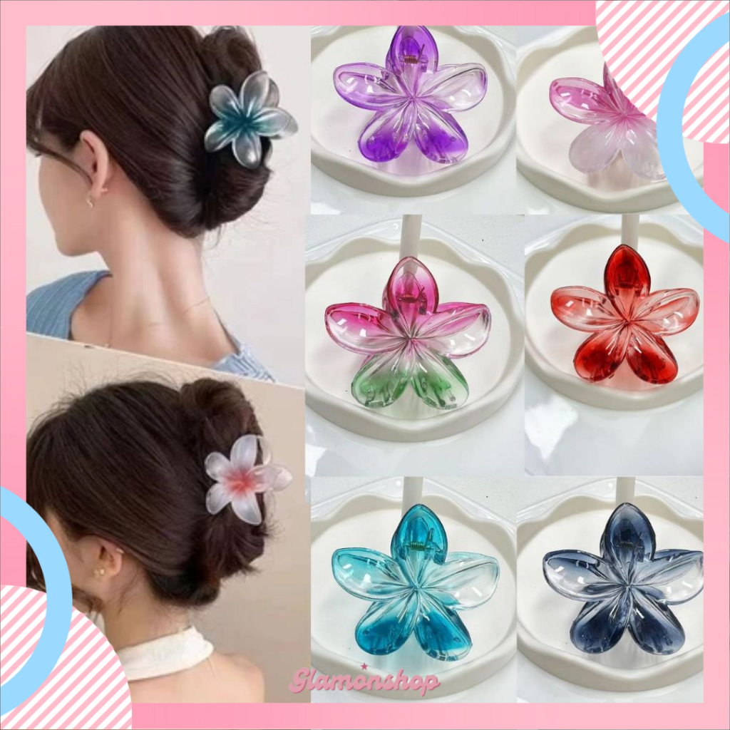 Jual GS JR633 Jepit Rambut Motif Bunga Kamboja Bahan Akrilik Korean ...