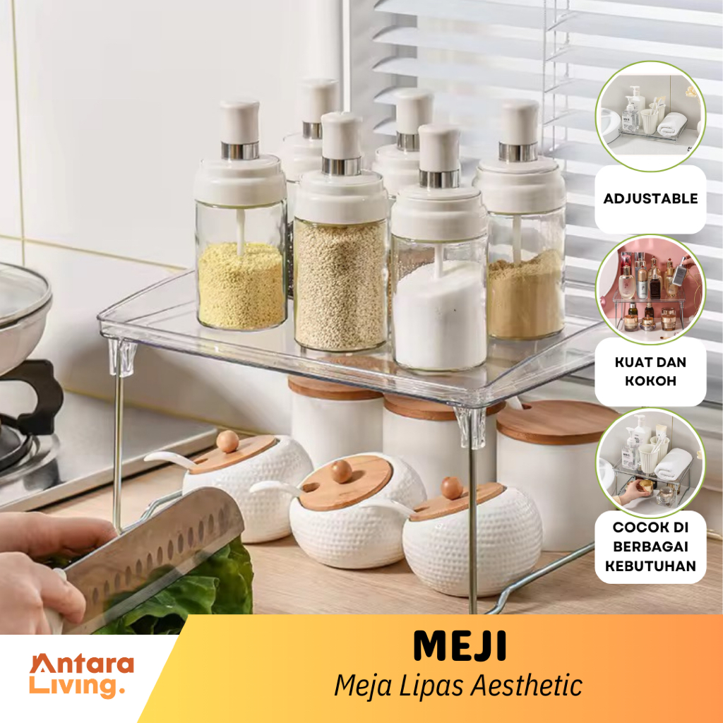 Jual ANTARA - Meja Lipat Aesthetic Transparan Meja Serbaguna Kokoh dan ...