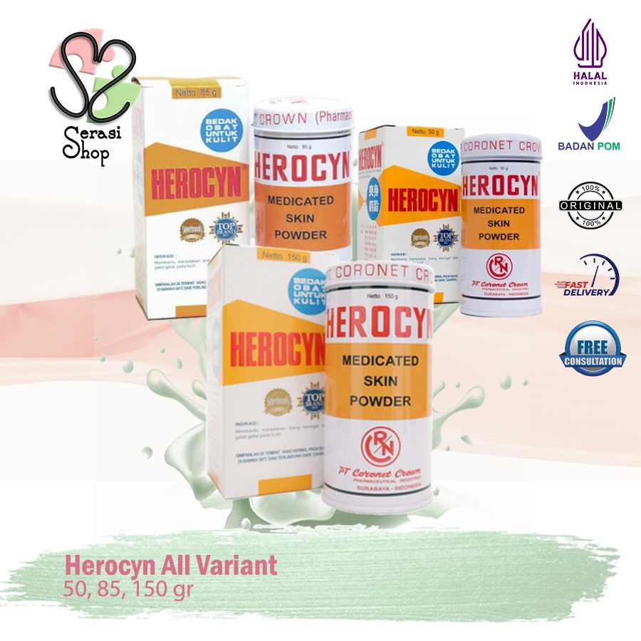 Jual Herocyn 85 gr / Bedak Herocin 85gr / Herosin Medicated Skin powder ...