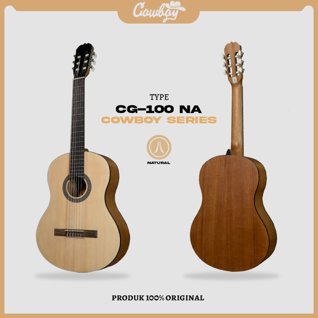 Jual COWBOY Gitar Klasik CG-100 NA Natural Tanam Besi Top Spruce Nylon ...