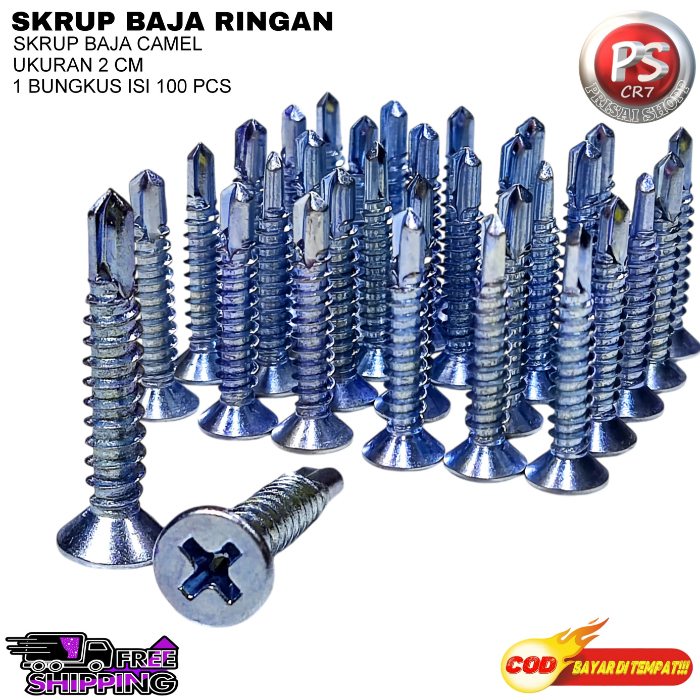Jual SKRUP BAJA RINGAN UKURAN 2CM 1BUNGKUS ISI 100BIJI SKRUP OBENG ...