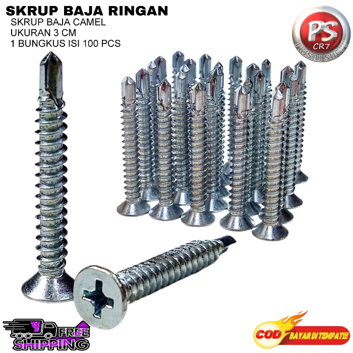 Jual Baut Sekrup Baja Ringan Ukuran 3cm 1Bungkus isi 100PCS Baut Baja ...