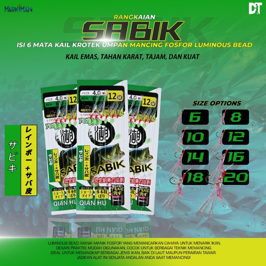 Jual Sabiki Markiman Sabik Rangkaian Pancing Krotekan 6 Mata Kail ...