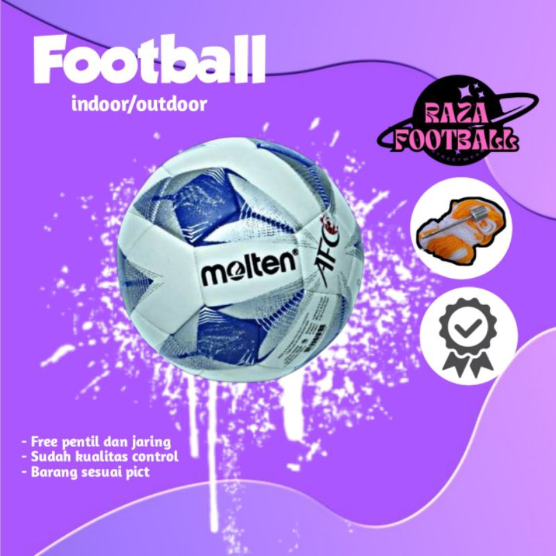 Jual BOLA SEPAK MOLTEN AFC VANTAGIO SIZE 5. MODE JAHIT FRE JARING PENTIL + POMPA | Shopee Indonesia