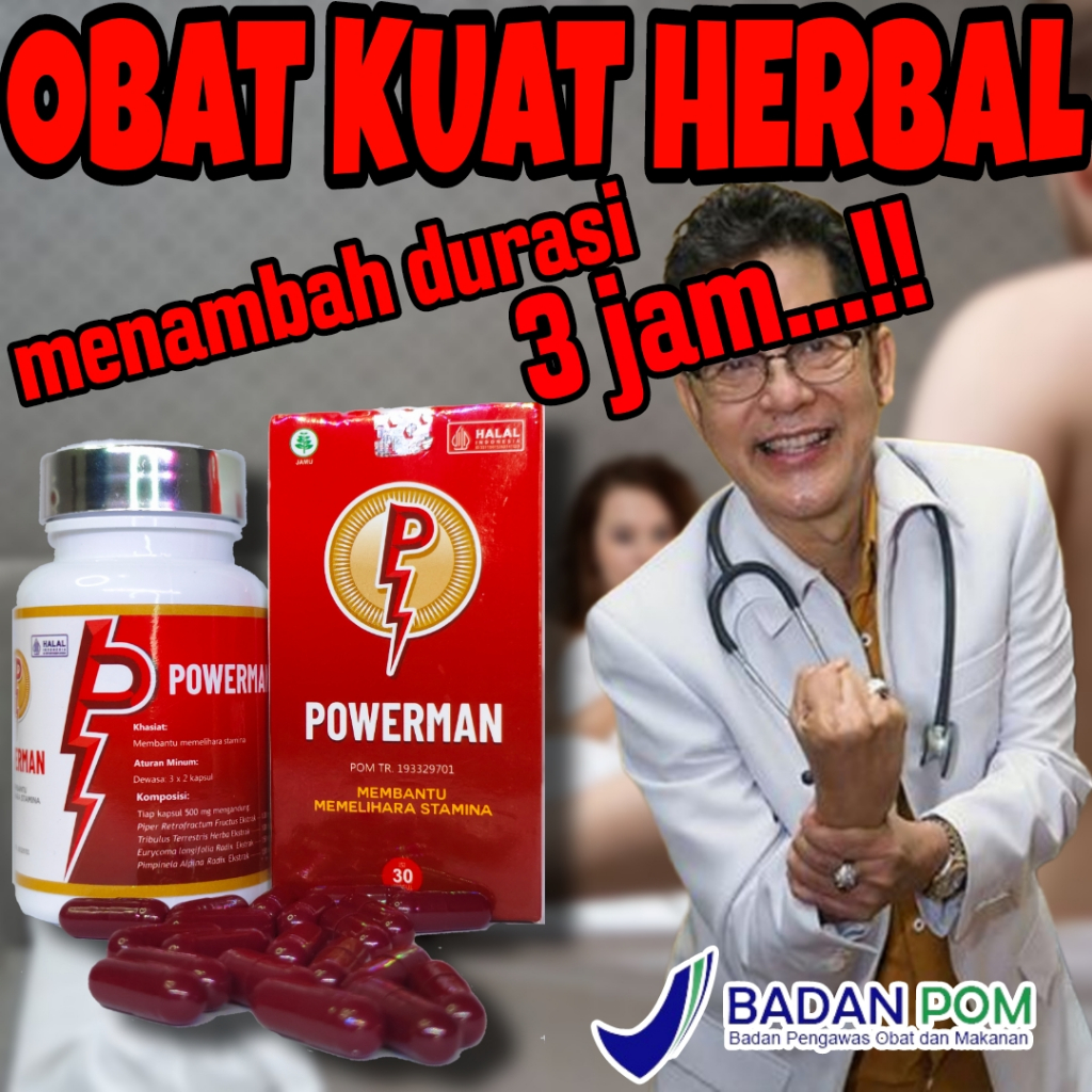 Jual POWERMAN BPOM OBAT KUAT PRIA ORIGINAL100% OBAT TAHAN LAMA OBAT KAPSUL PRIA DEWASA OBAT ...