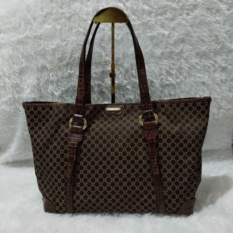 Jual Tas PL Celine Vintage Tote Macadam Fabric Mix Croco (ada ...