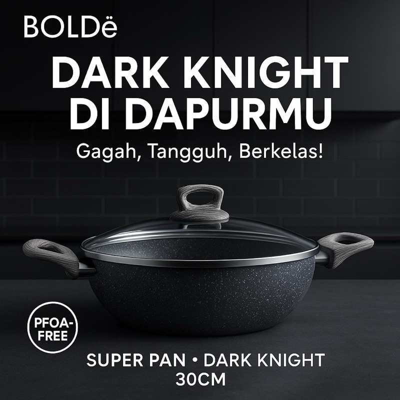 Jual BOLDe Super Pan 2 Ear Wok (Wajan) 30cm + Lid Black Dark Knight ...