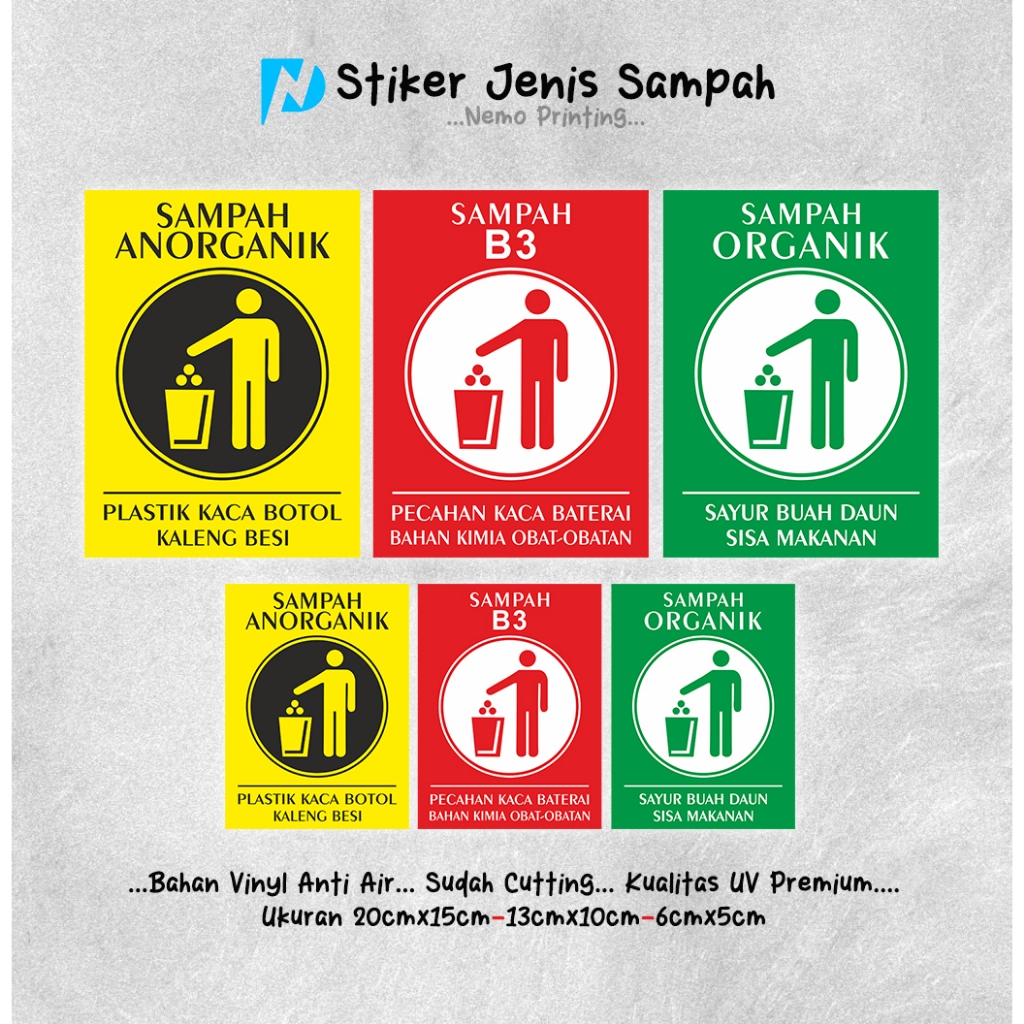 Jual Stiker Penanda Tempat Jenis Sampah | Stiker Organik | Stiker ...