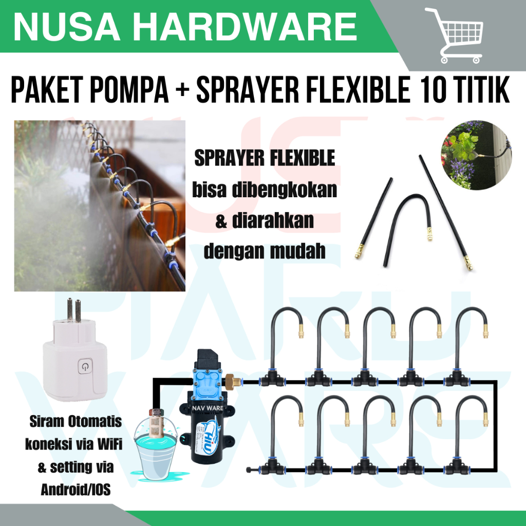 Jual Paket Sprayer Flexible Tube 10 Titik Adjustable - Pompa HIU 100Psi ...