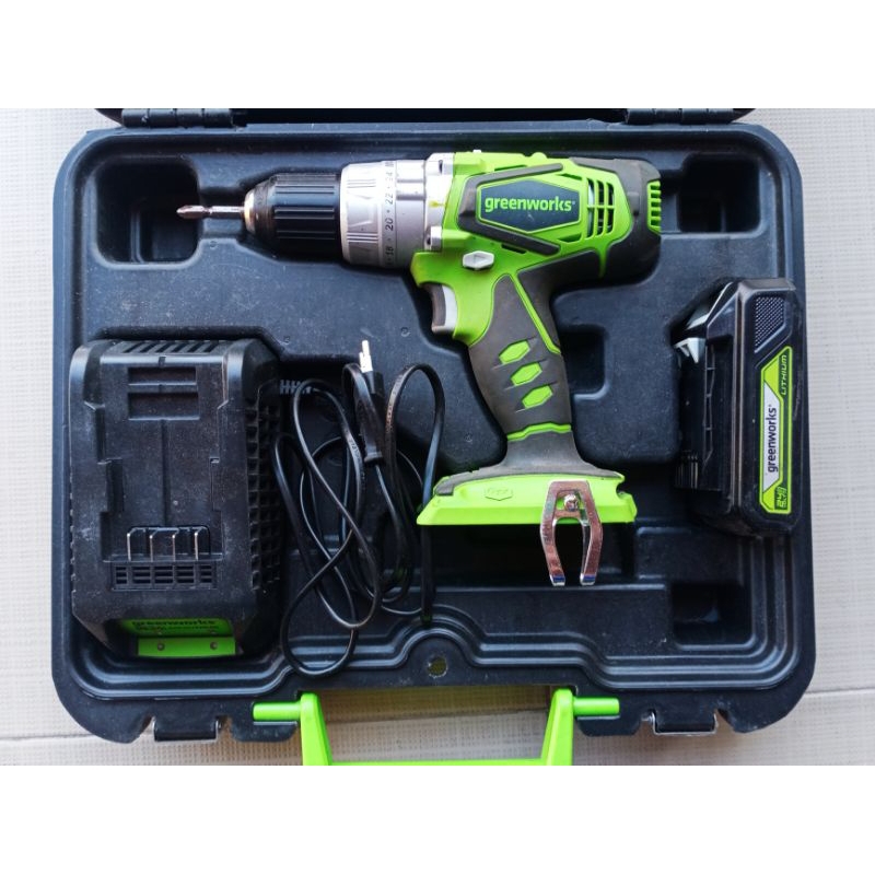 Jual Mesin Bor Cordless GREENWORKS Hammer Drill Baterai 24 Lithium ...