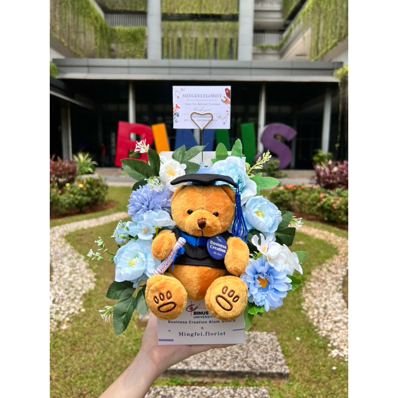 Jual Blooming Teddy Tema BINUS Business Creation + Packing (Bunga ...
