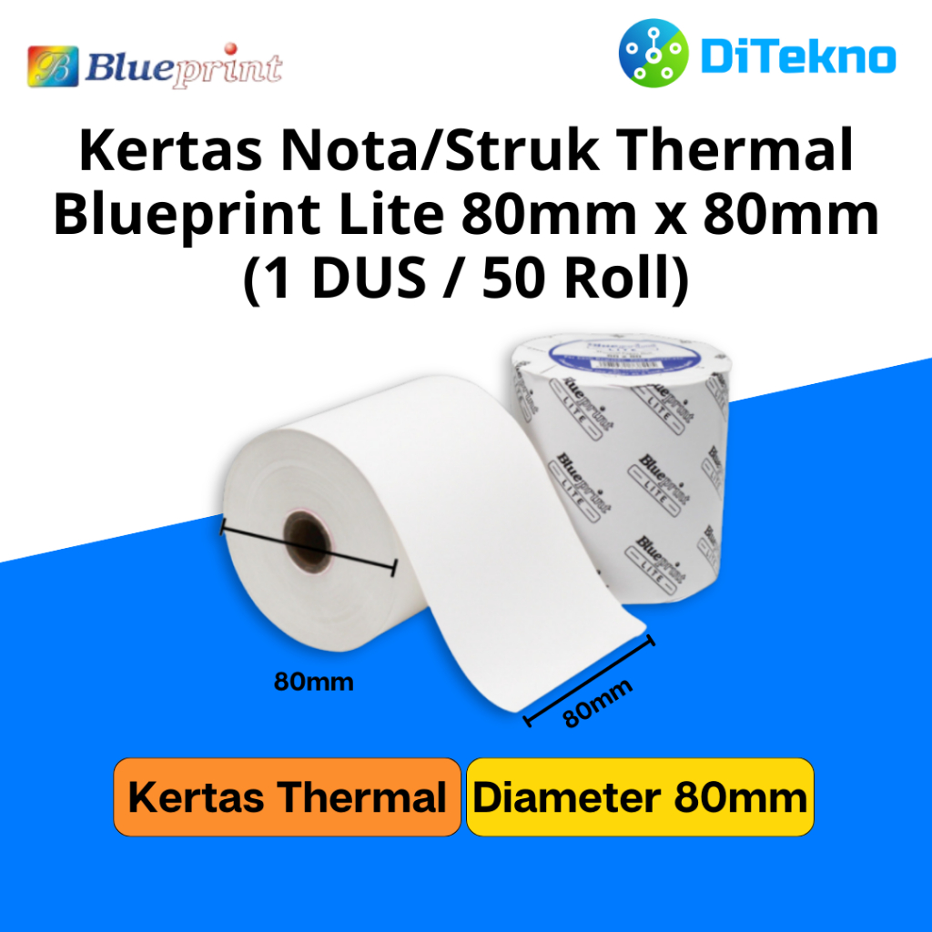 Jual Blueprint Lite Nota Thermal 80x80 Kertas Kasir Rol Struk ( 1 Dus ...