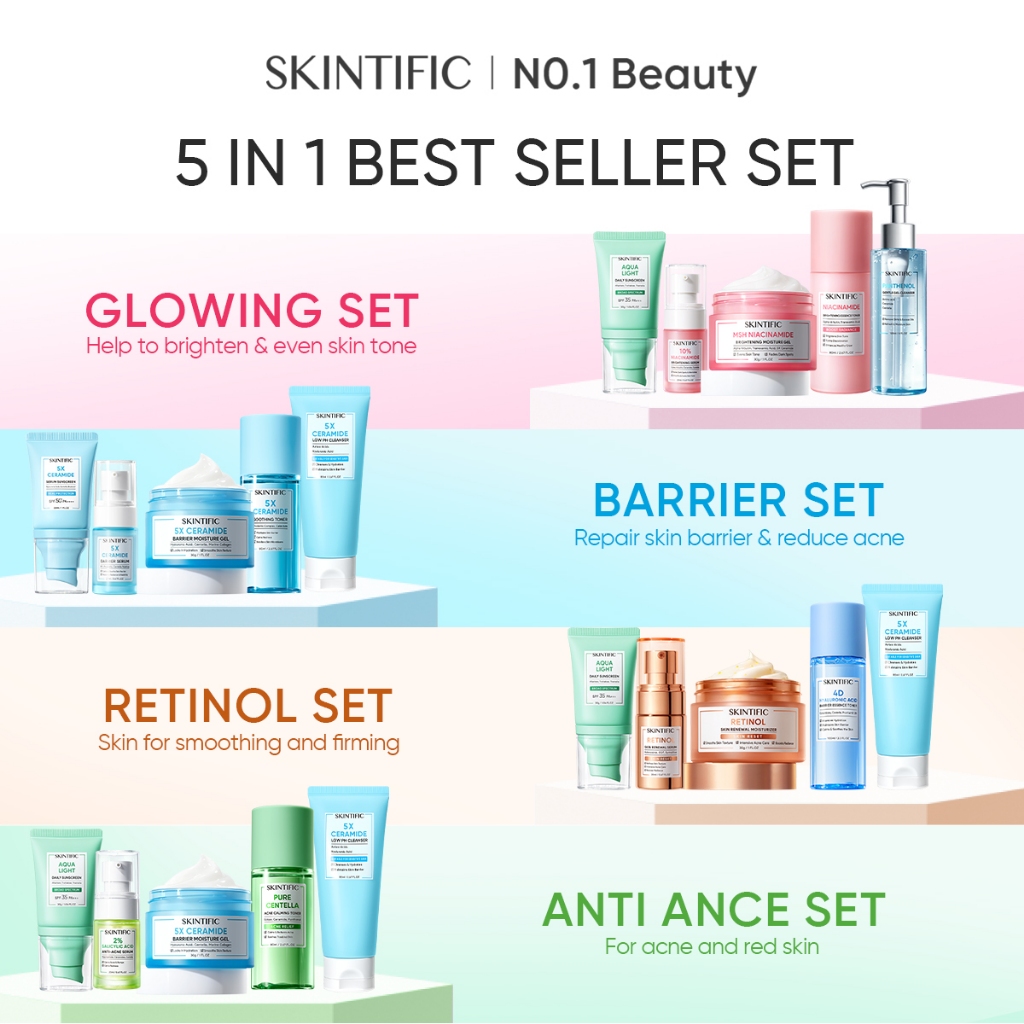 Jual [Official Store]SKINTIFIC Skincare Set 5PCS Paket - Facial Wash ...