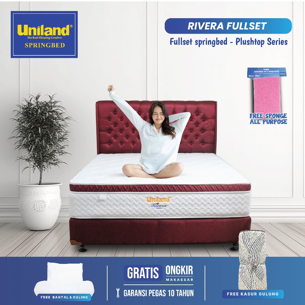 Jual Uniland Springbed Rivera Plushtop Spring Bed Full Set | Shopee ...