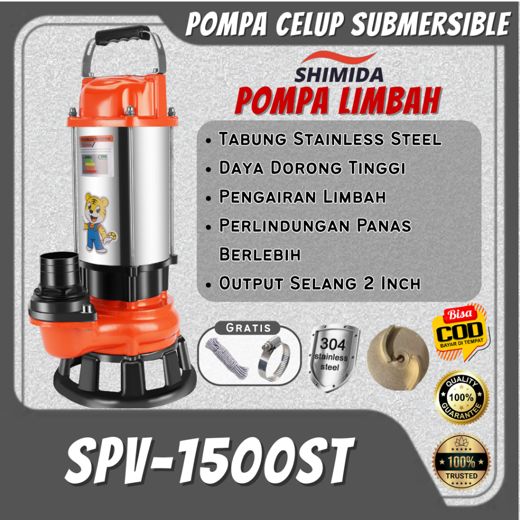 Jual Shimida Pompa Celup Air Kotor SPV-1500ST Stainless Submersible ...