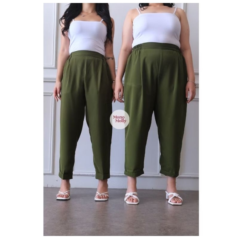 Jual Paula Office Pants Monomolly Olive | Shopee Indonesia