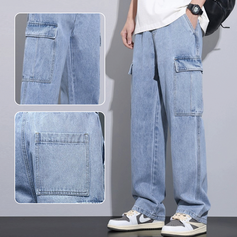 Jual celana cargo panjang pria baggy pants straight cowok celana denim dewasa laki laki kargo ...