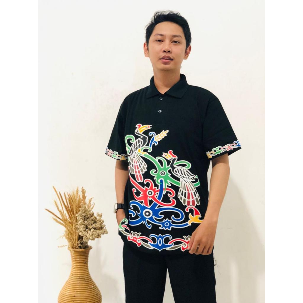 Jual Kaos berkerah hitam motif burung tingang | Shopee Indonesia