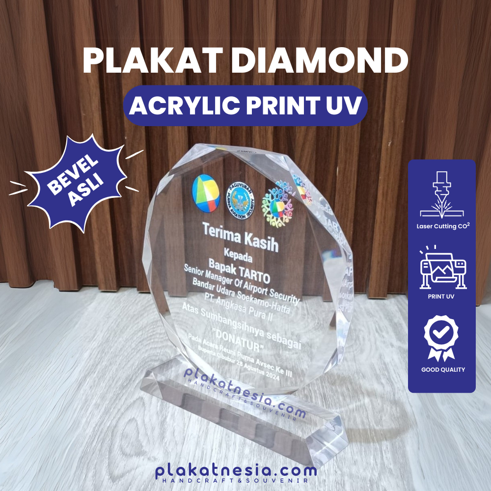 Jual Plakat Akrilik Diamond 20mm Print UV | Piagam ,Penghargaan,Trophy ...