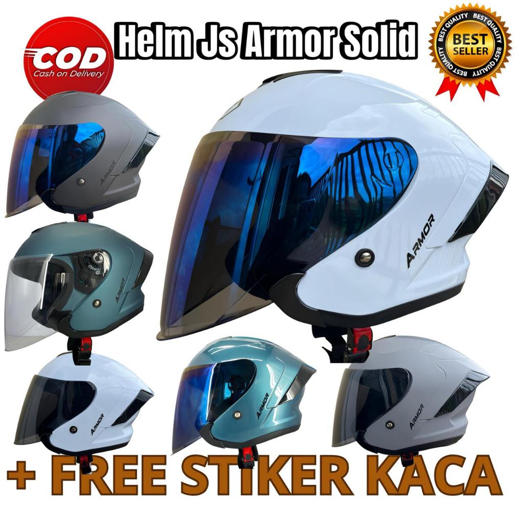 Jual Helm JS ARMOR Solid Premium Half Face Original SNI/Helm Pria ...