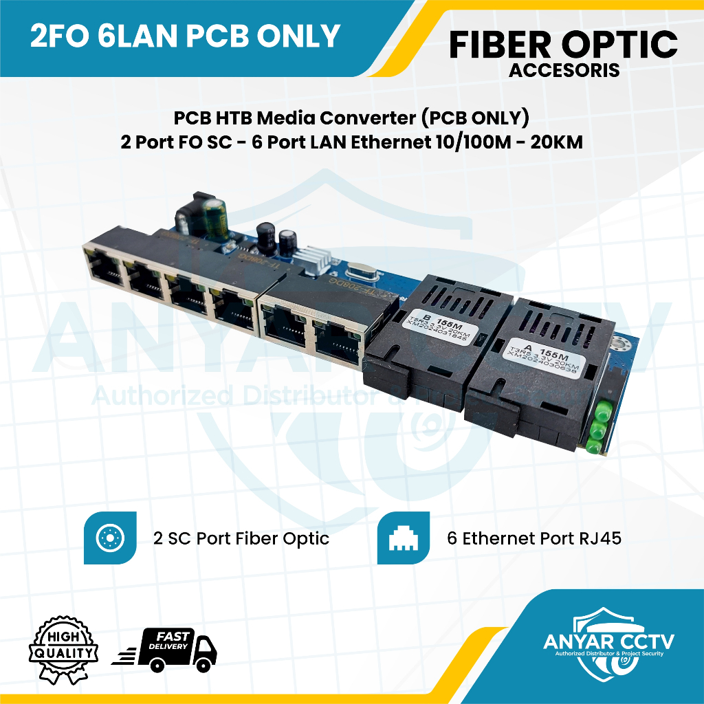Jual PCB HTB Media Converter 2 Port FO SC - 6 Port LAN Ethernet 10/100M ...