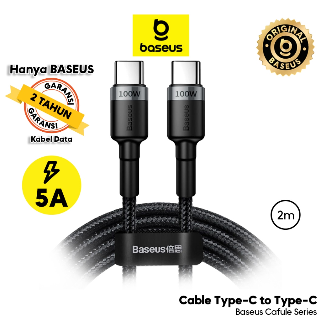 Jual Baseus Kabel Data Cafule Type-C to Type-C PD2.0 100W Fast Charging ...